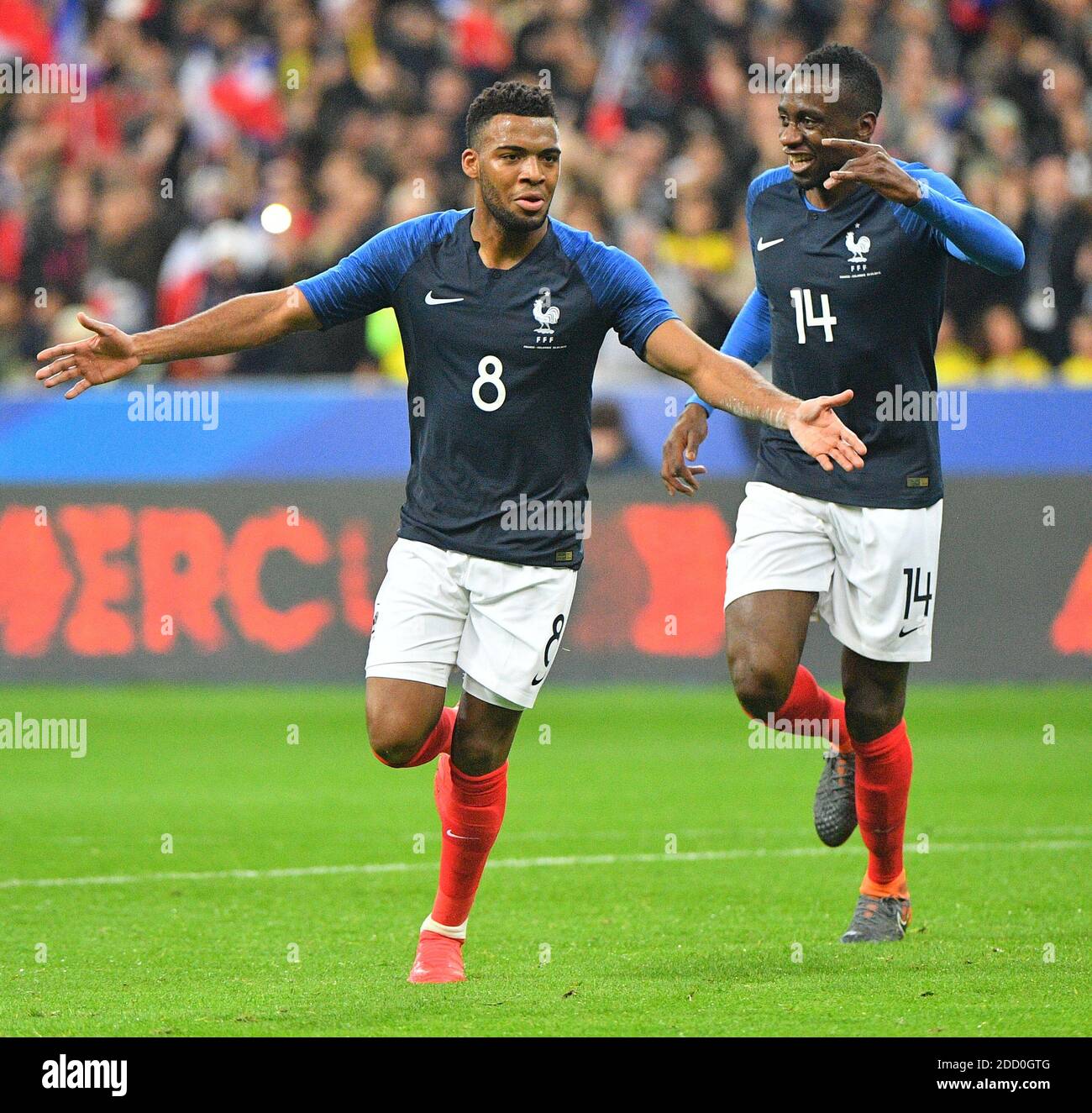 France's Thomas Lemar battling Colombia's James Rodriguez during France ...