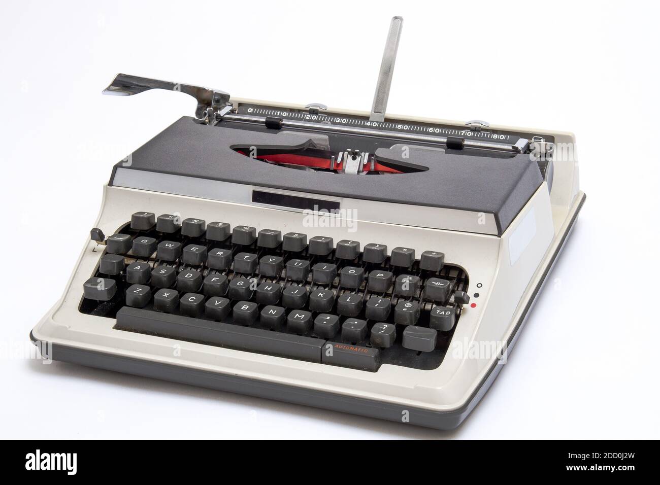 A closeup shot of a 90s journalist portable typewriter used in major ...