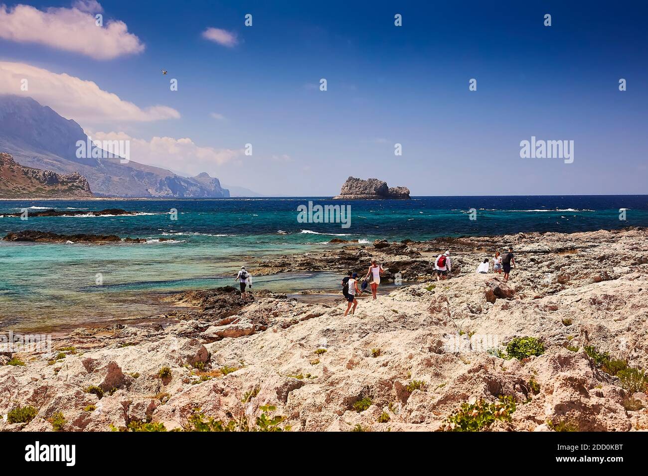 GRAMVOUSA - BALOS, THE CRETE ISLAND, GREECE - JUNE 4, 2019: The people ...