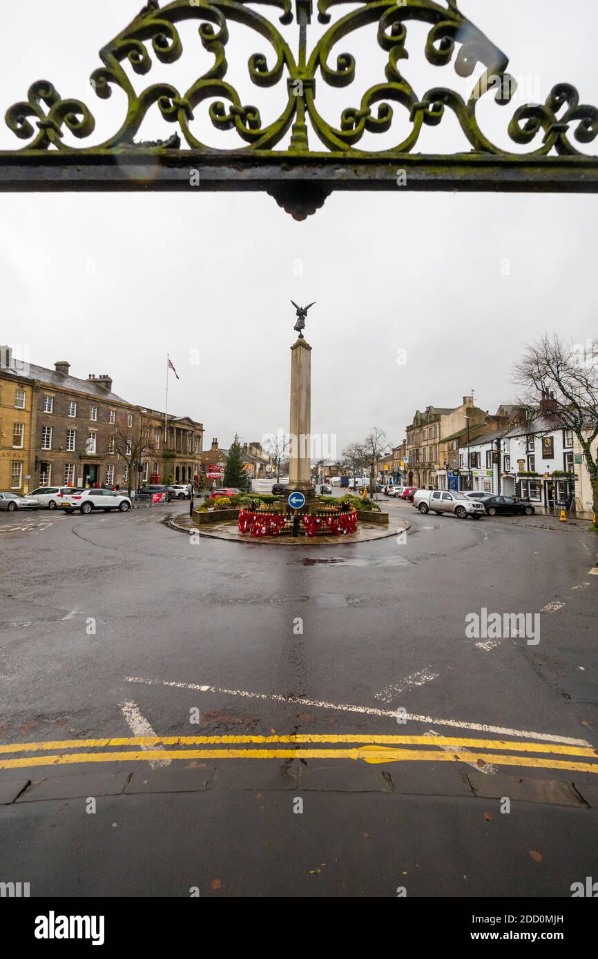 Skipton War Memorial, on a roundabout in the High Street of Skipton ...