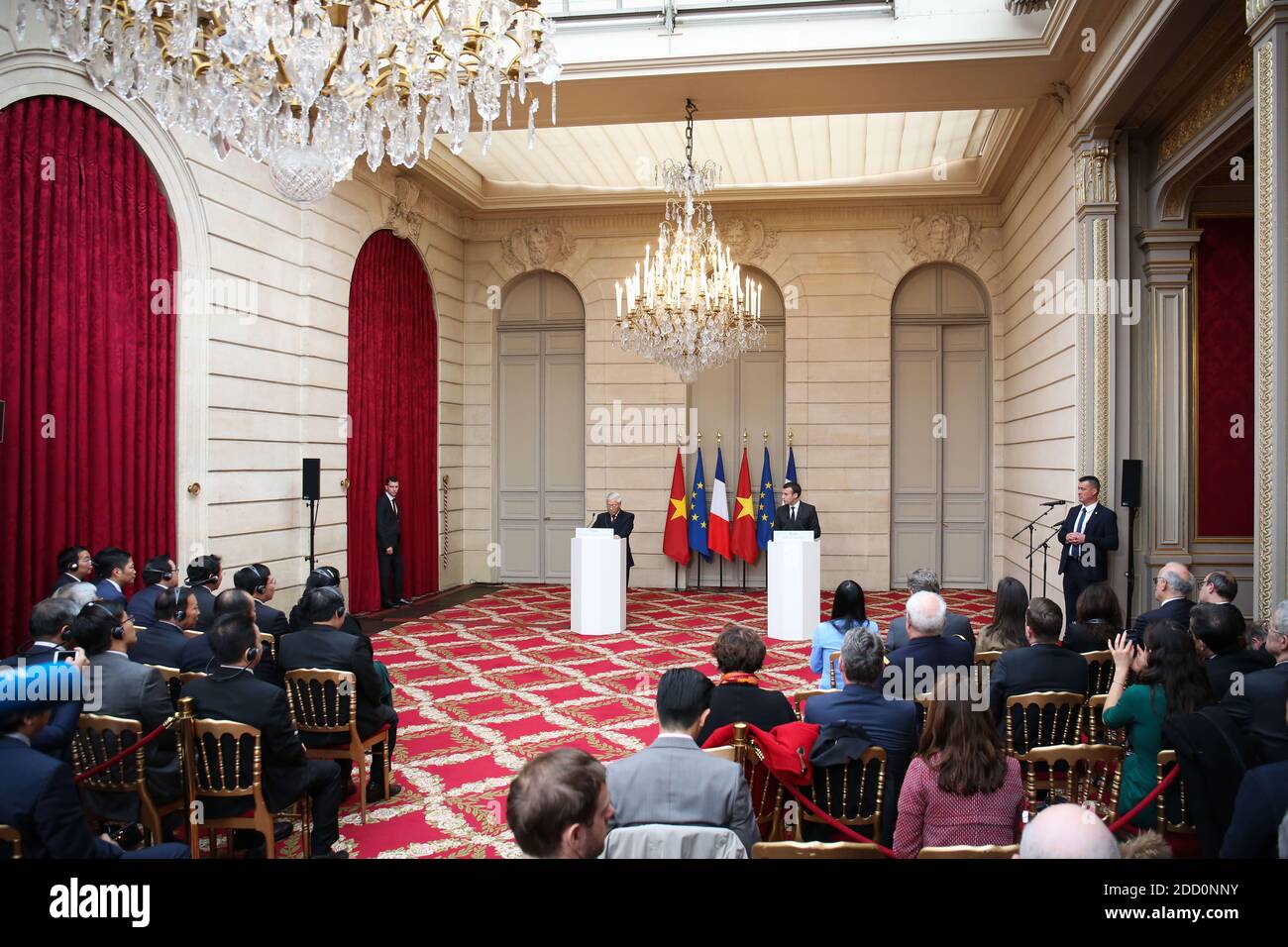 French President Emmanuel Macron receives, Mr Nguyen Phu Trong ...