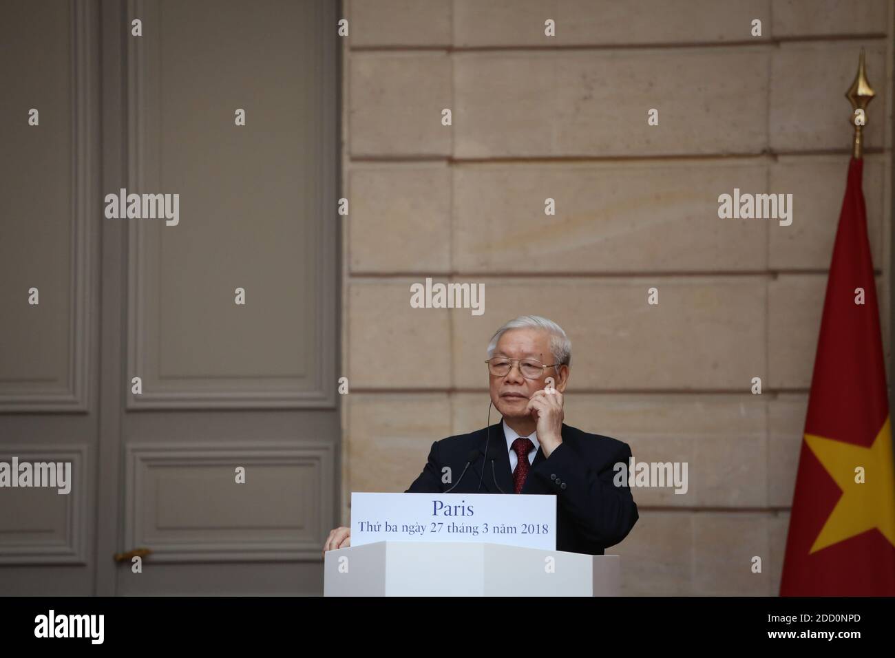 French President Emmanuel Macron receives, Mr Nguyen Phu Trong ...