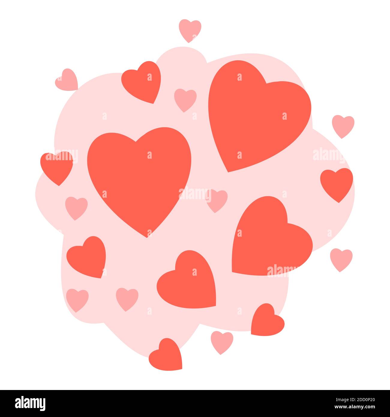 Abstract background with hearts. Cartoon flat style. Isolated over ...