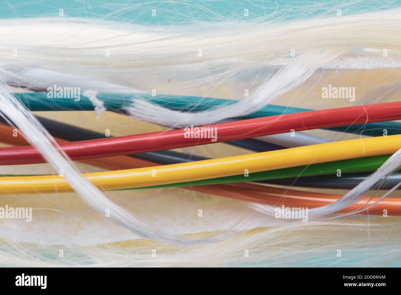 Colorful Tube of Fiber Optic Cable Close-up Stock Photo - Alamy