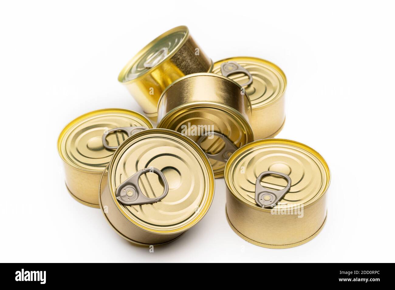 Food cans on white background Stock Photo - Alamy