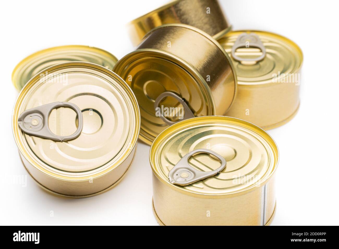 Food cans on white background Stock Photo - Alamy