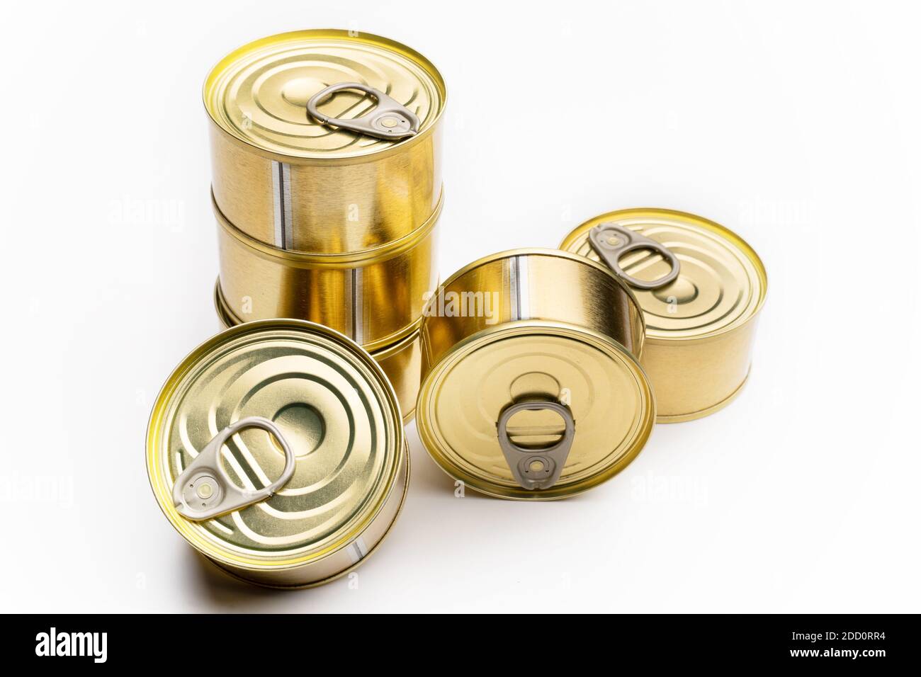 Food cans on white background Stock Photo - Alamy