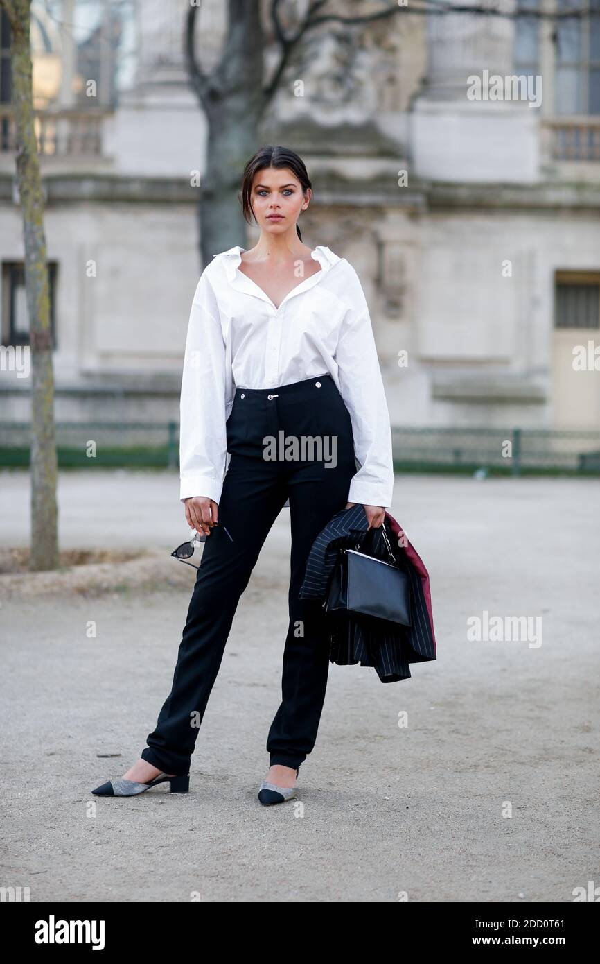 Street style, model Georgia Fowler after Elie Saab Fall-Winter 2018 ...