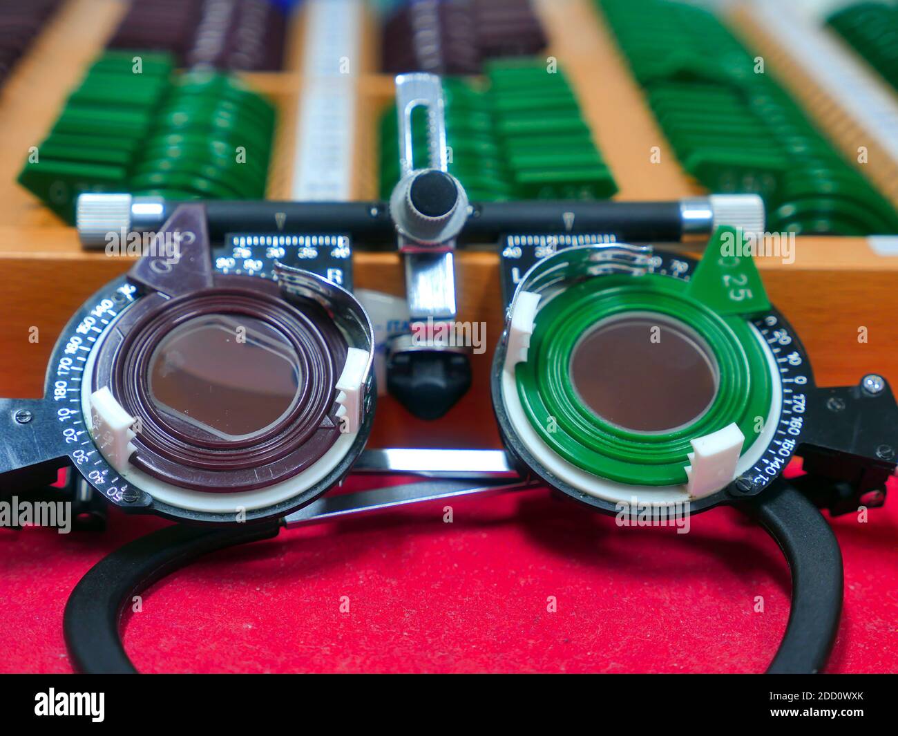 eye examination ophthalmology at doctor's office, test glasses Stock ...