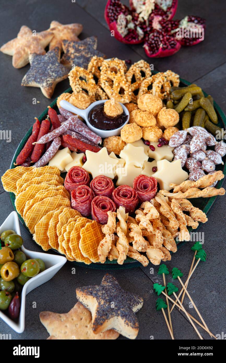 Savory snacks with cheese and crackers for the holidays Stock Photo - Alamy