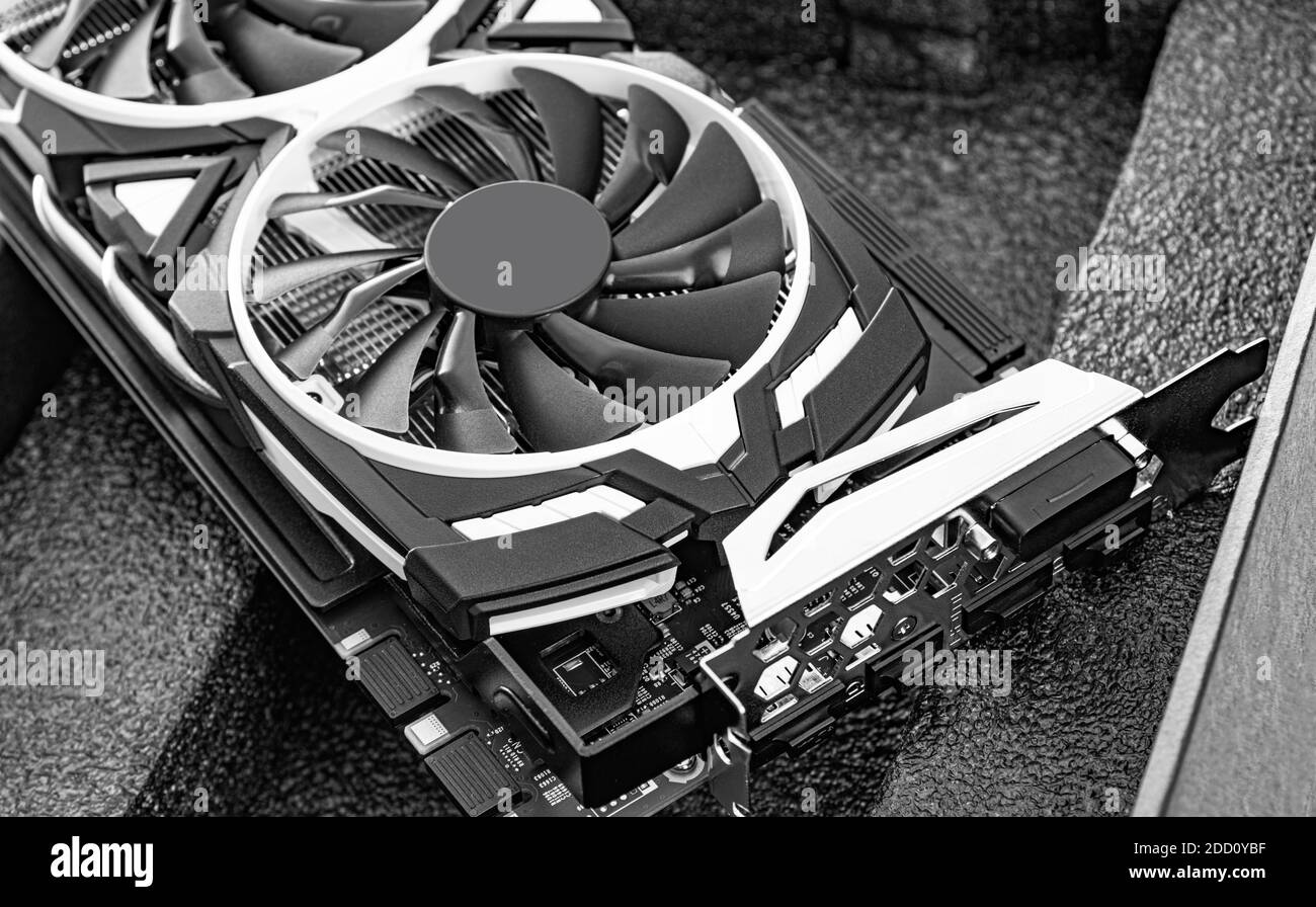 Computer gaming powerful graphic card close-up Stock Photo - Alamy