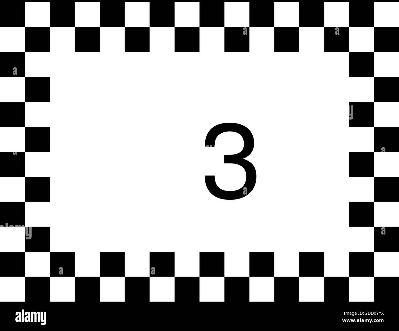 A start numbers a back and white checkered pattern and white rectangle ...