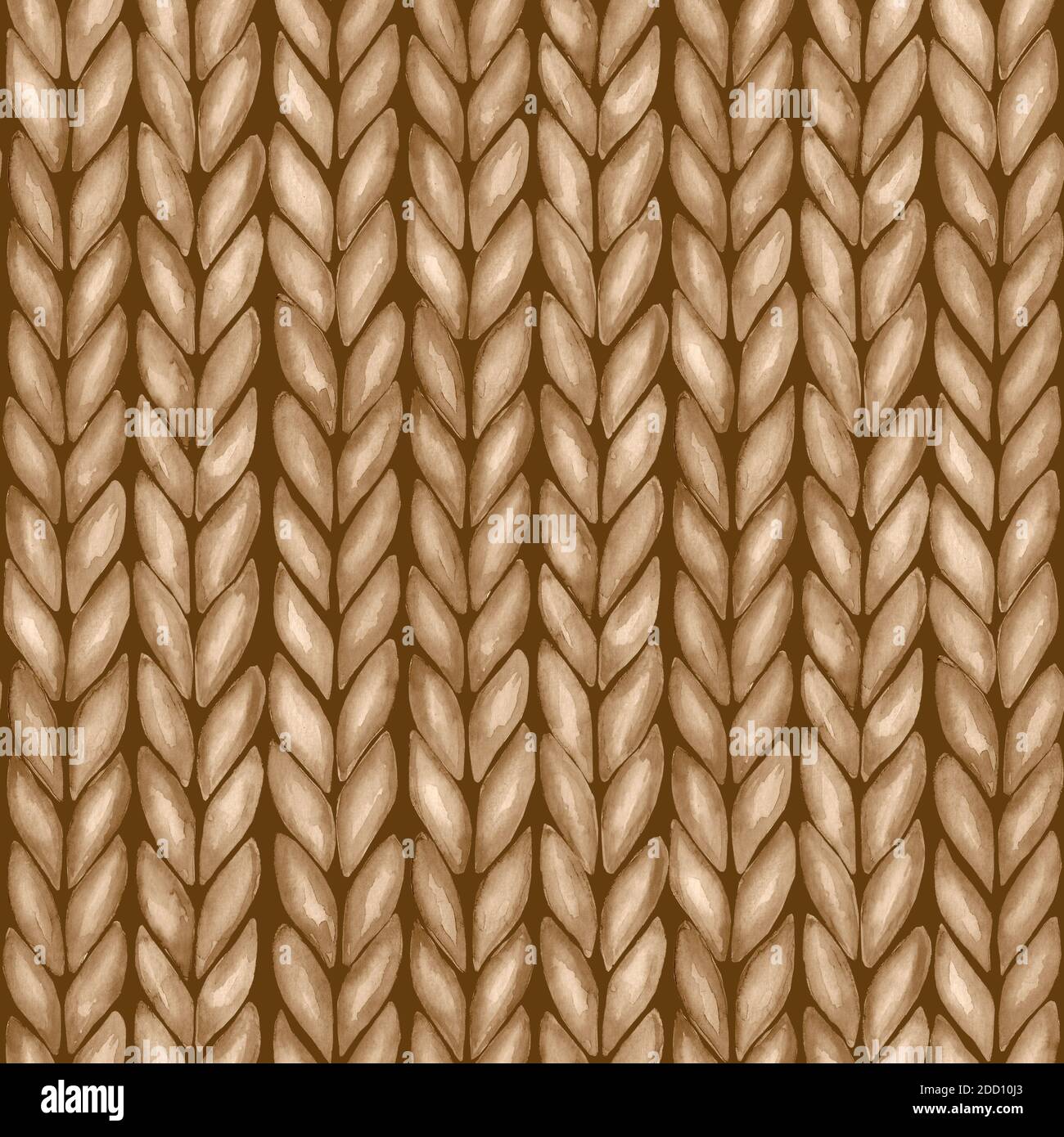 Beige realistic knitted seamless pattern. Watercolor hand paint knit ...