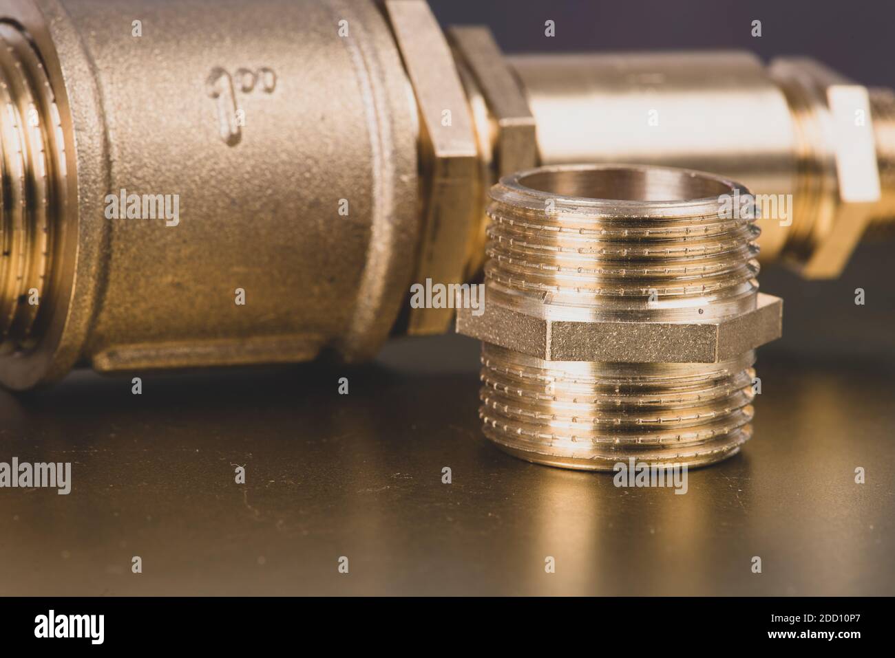 Close-up Brass Fittings Connectors For Water And Gas Installation Stock ...