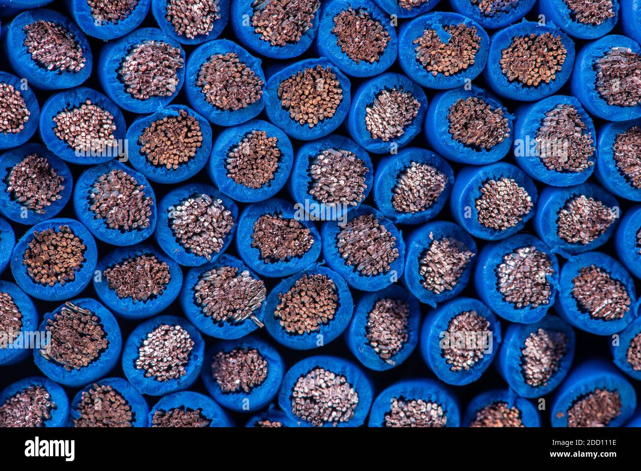 Bundle of electrical copper cable cross section Stock Photo - Alamy