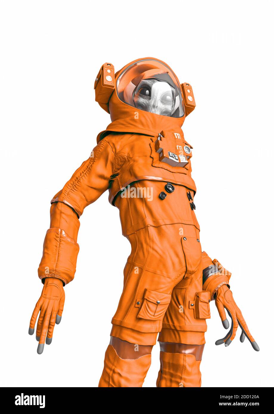 alien astronaut is staring at you, 3d illustration Stock Photo - Alamy
