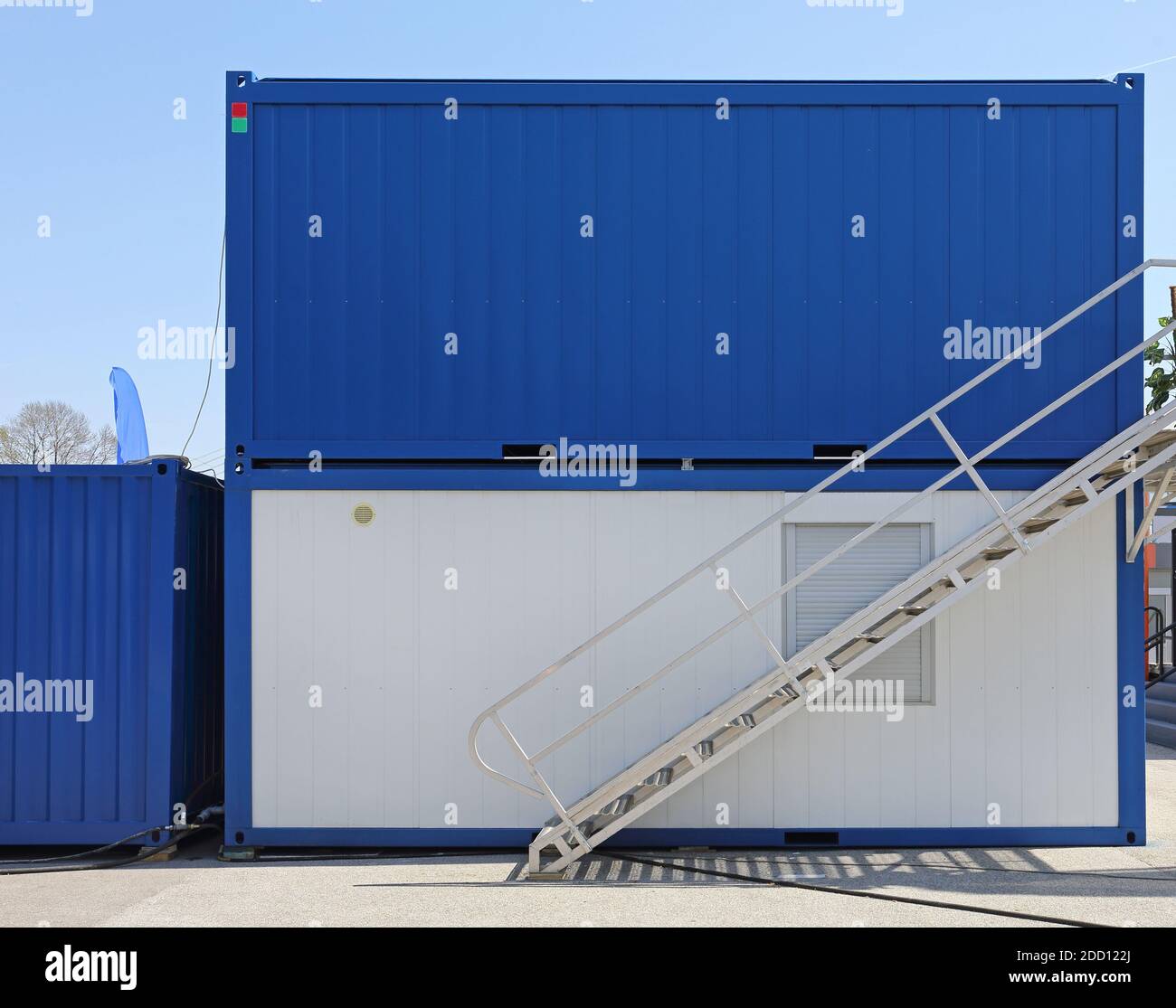 Stacked Cargo Containers With External Steel Stairs Access Stock Photo ...