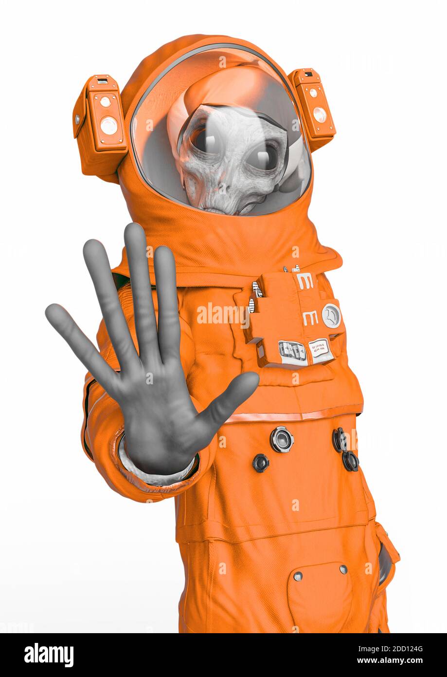 alien astronaut is saying hey stop there, 3d illustration Stock Photo ...