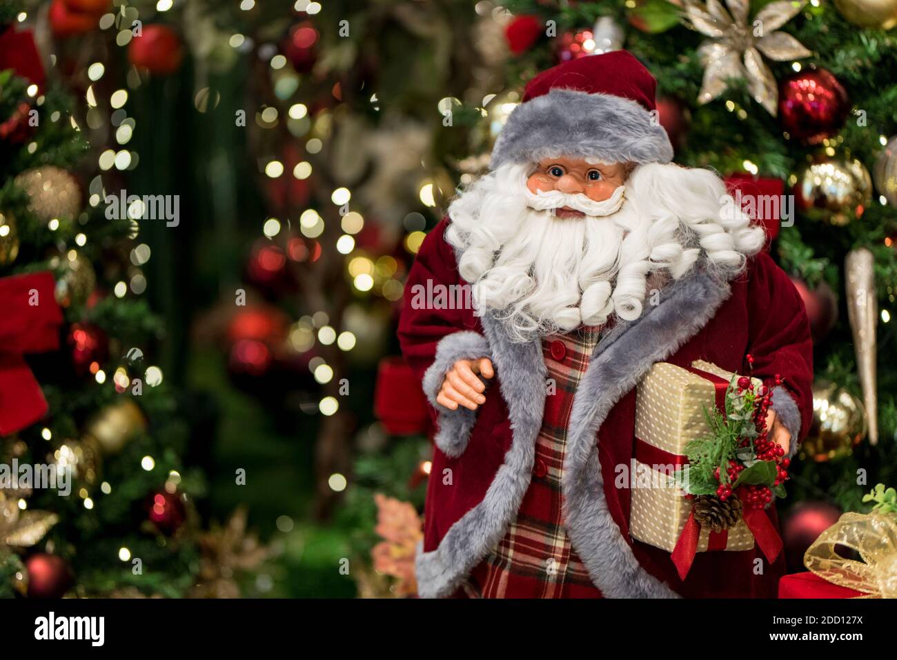 Santa Claus Christmas Decoration With Blurred Background and Lights ...