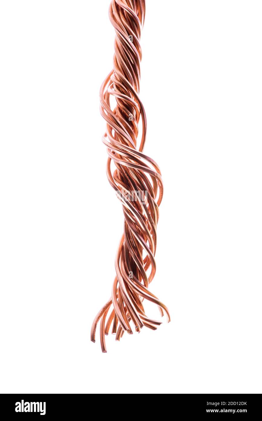 Copper wire isolated on white background Stock Photo - Alamy