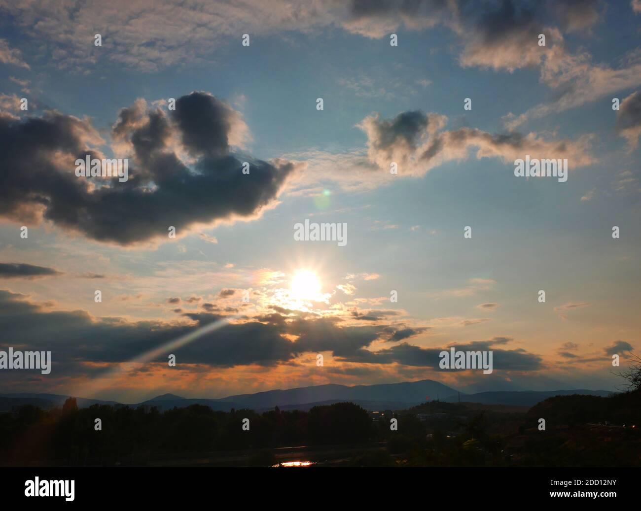 sunset sky panorama landscape background natural color of evening Stock ...