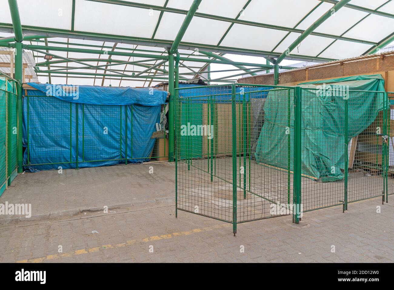 Empty Space Market Stall Booth Covered With Tarp Stock Photo - Alamy