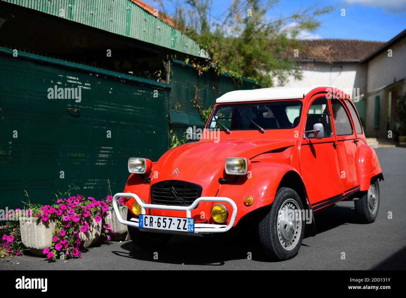 A red Citroen 2CV in Rural France Stock Photo - Alamy