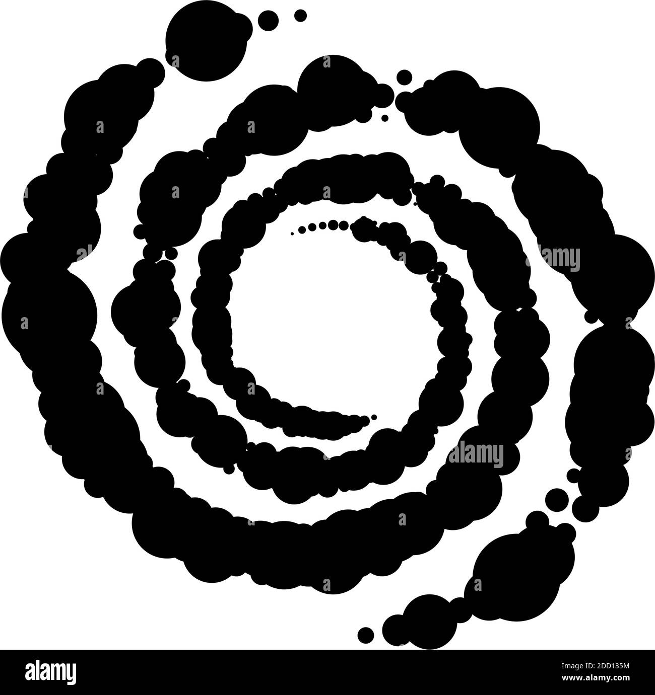 Dots, dotted circular spiral. Swirl, twirl of circles. Stippling ...