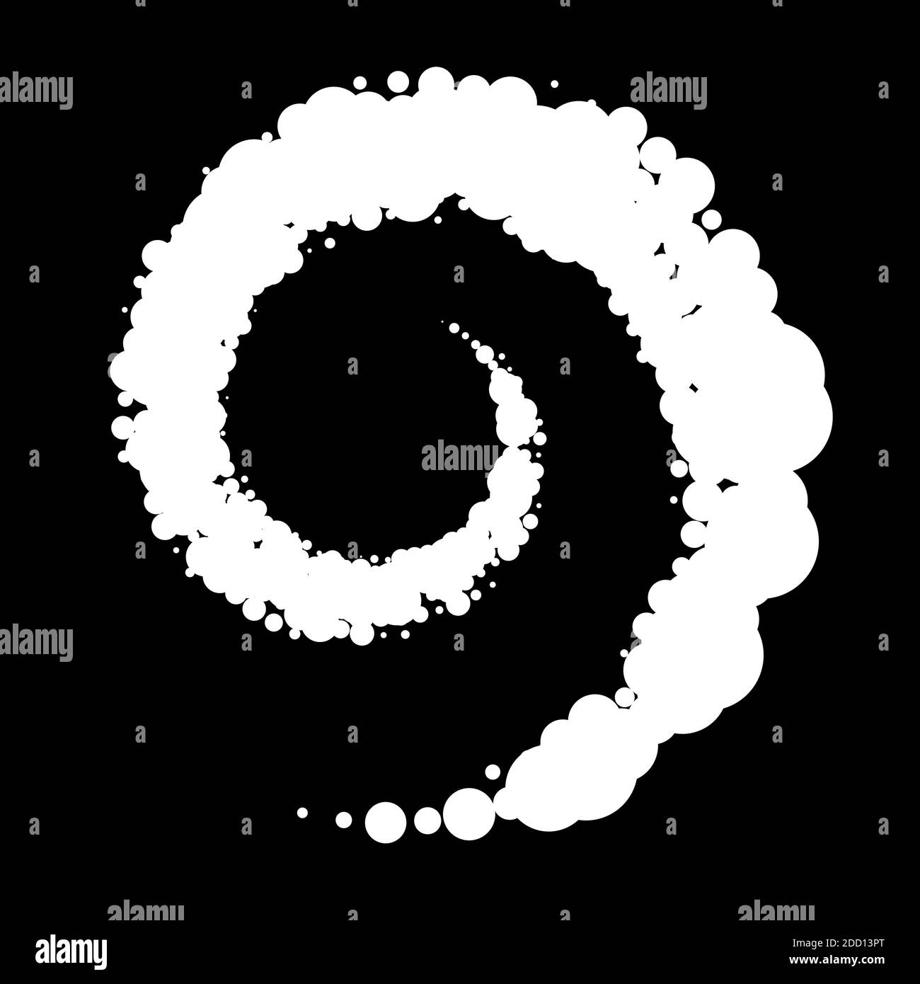 Dots, dotted circular spiral. Swirl, twirl of circles. Stippling ...