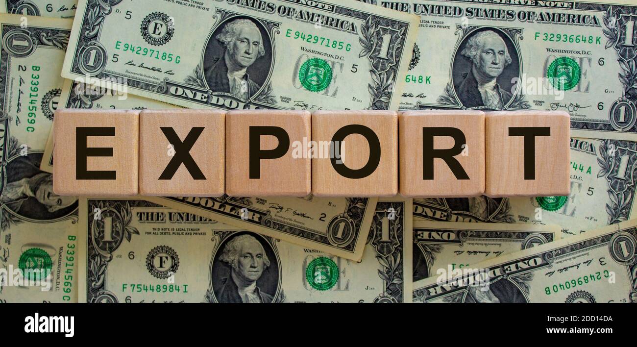 Concept word 'export' on wooden cubes on a beautiful background from ...