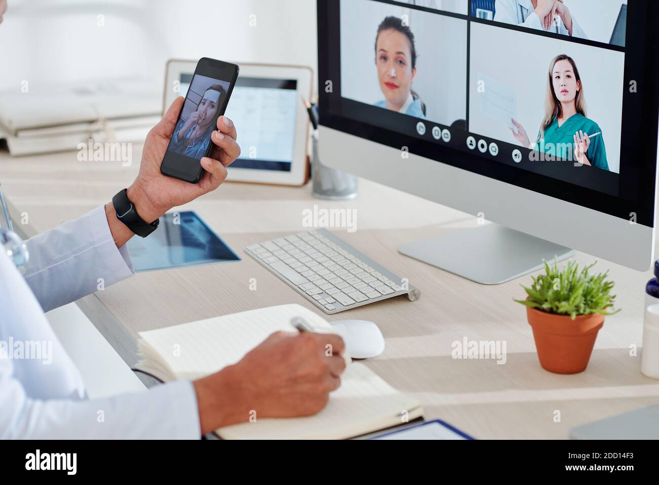 Online conference with doctors and patient Stock Photo - Alamy