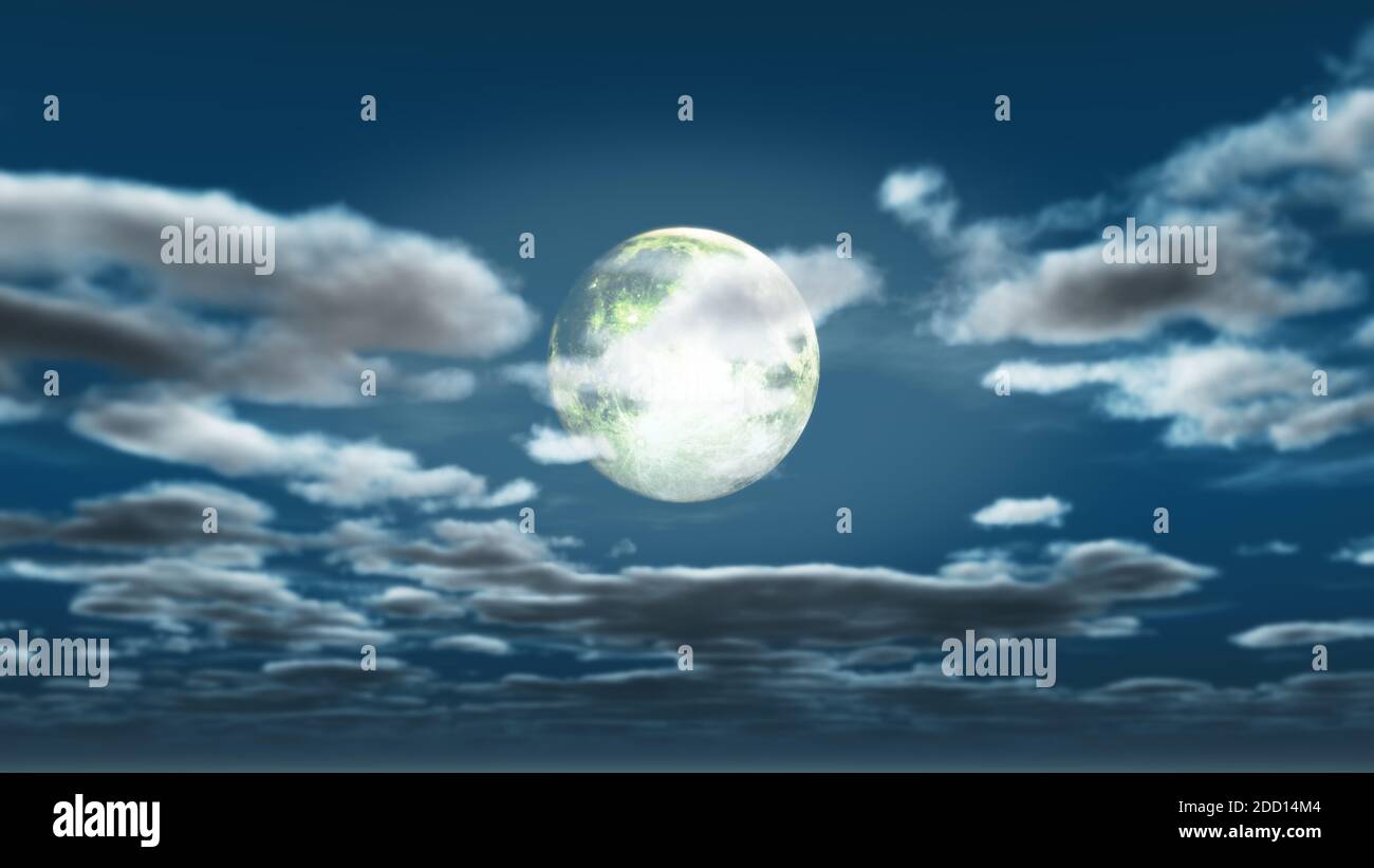 full moon at night night sky, illustration 3d render Stock Photo - Alamy
