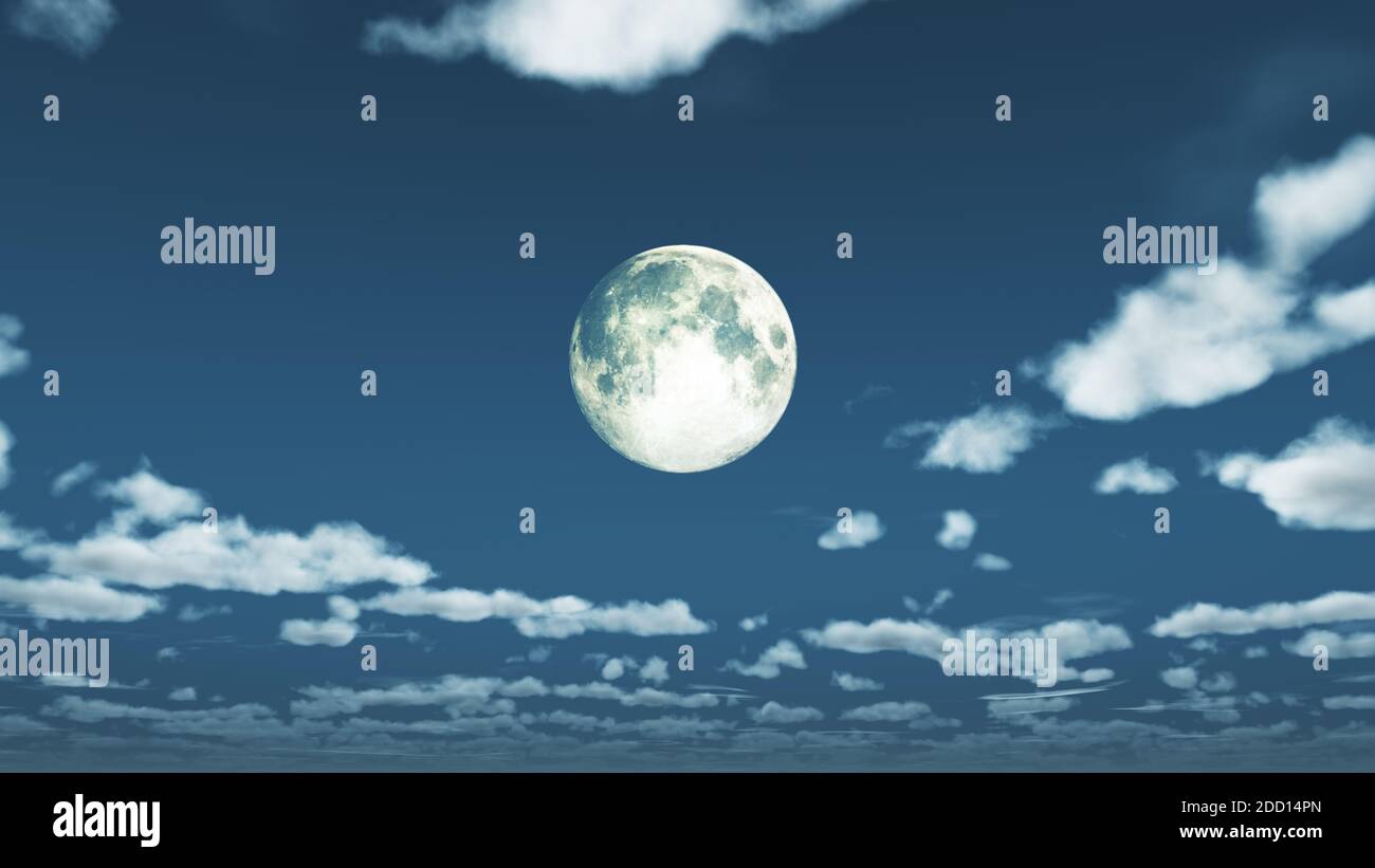 full moon at night night sky, illustration 3d render Stock Photo - Alamy