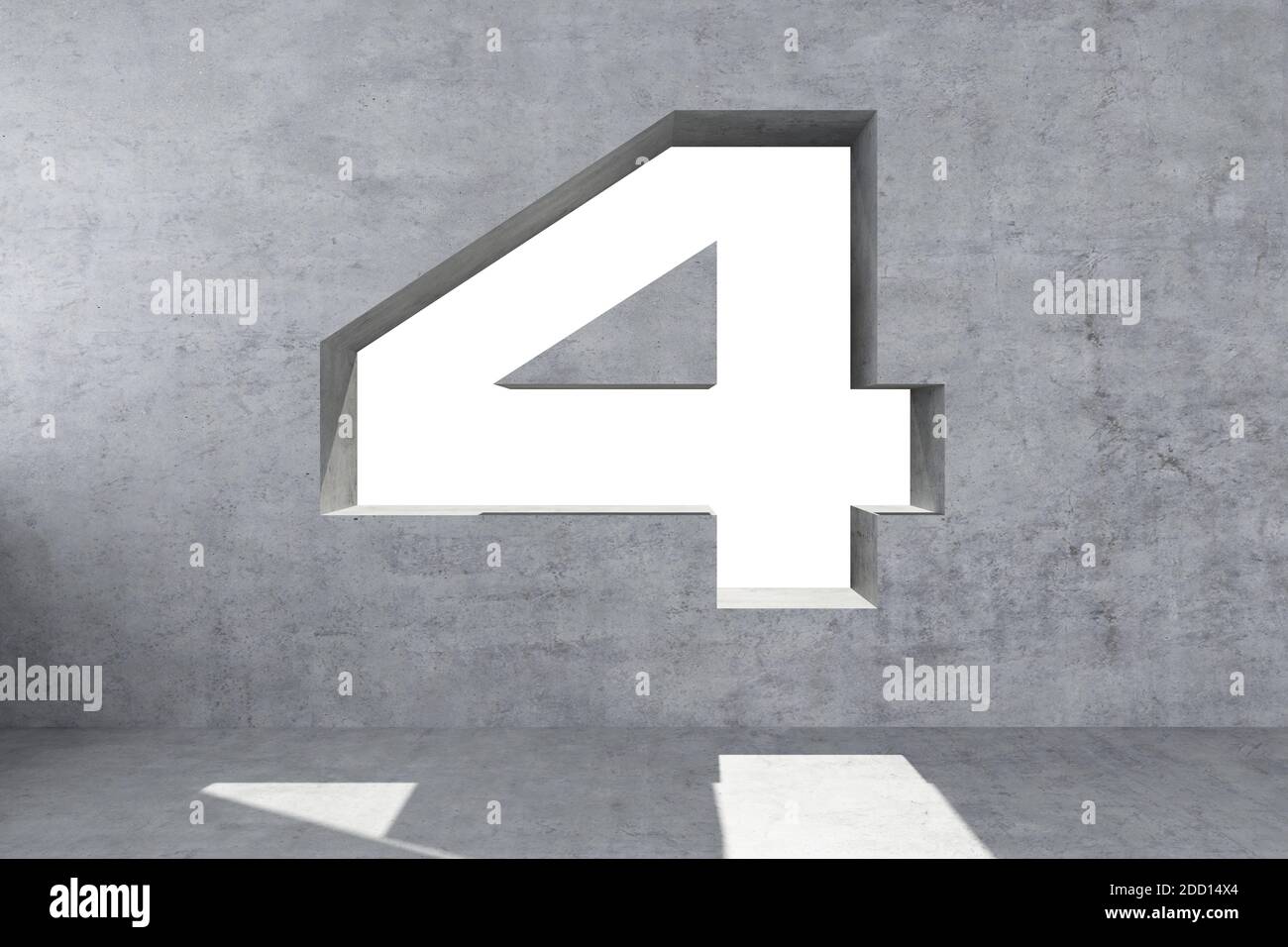 number 4 is carved into a concrete wall. 3d rendering Stock Photo - Alamy