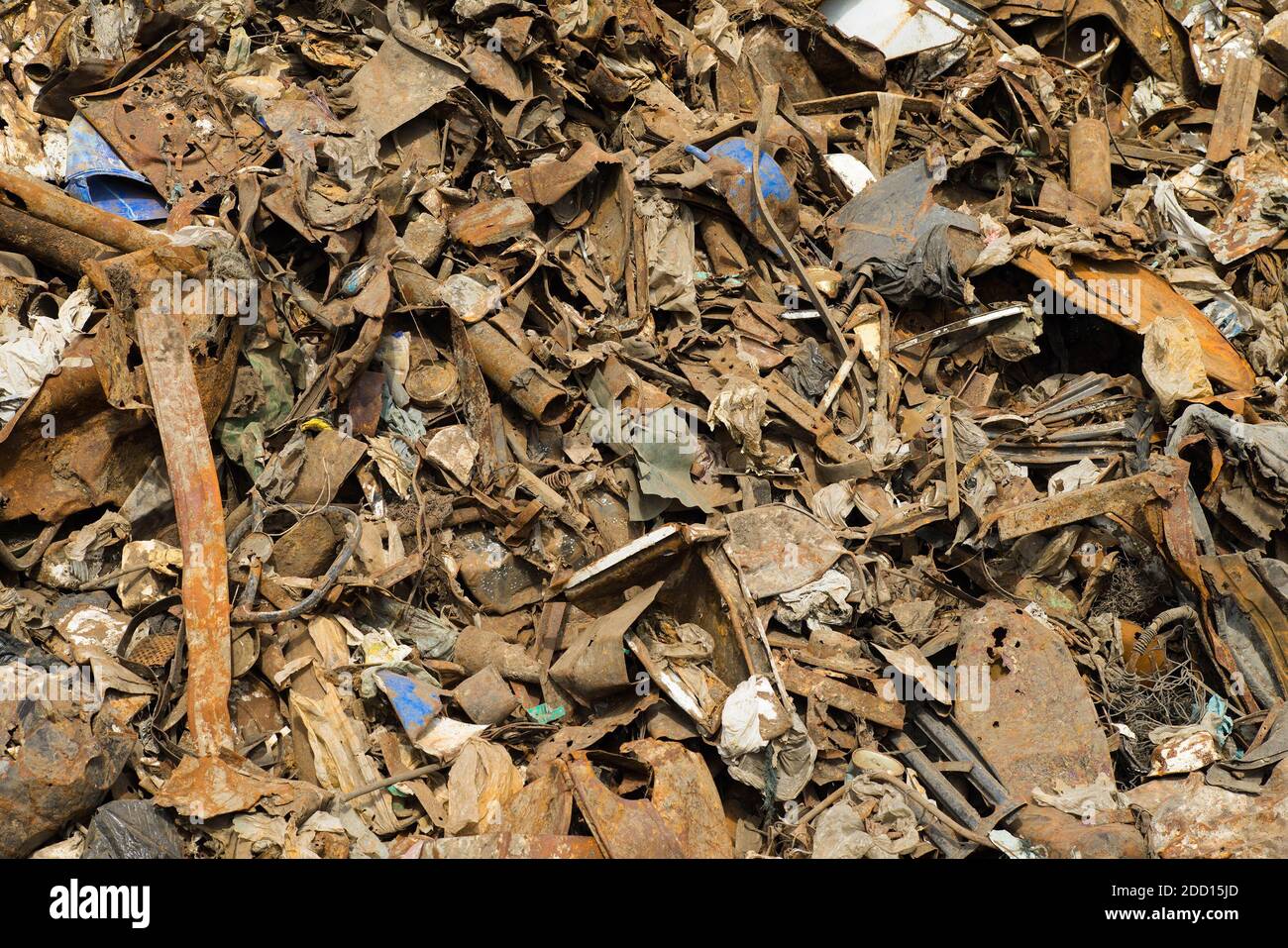 Close-up of scrap metal. Dump of rusty iron debris. Metal garbage Stock ...