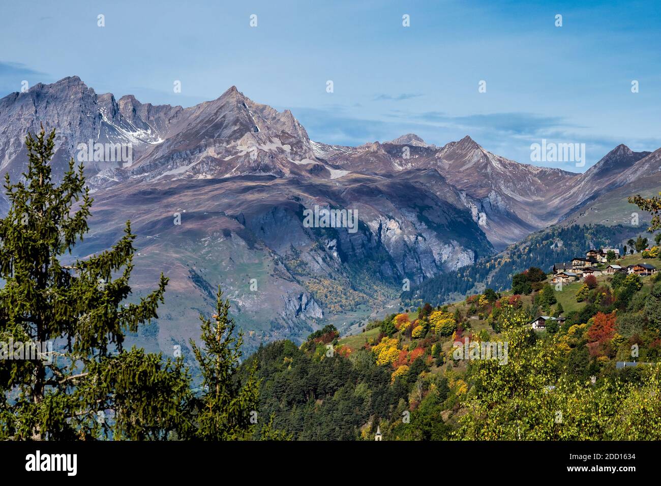 Alpine landscape of the French alps near Montvalezan in Departement ...