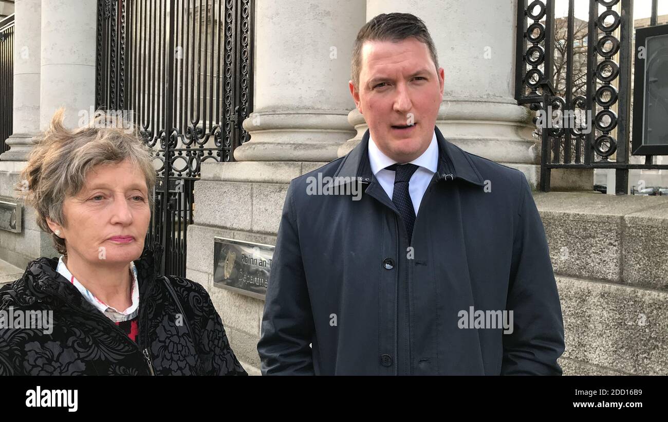 Geraldine Finucane and John Finucane, widow and son of the late Pat ...