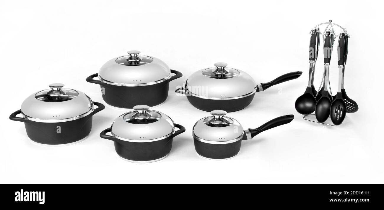 set Cooking pot isolated on white background Stock Photo - Alamy