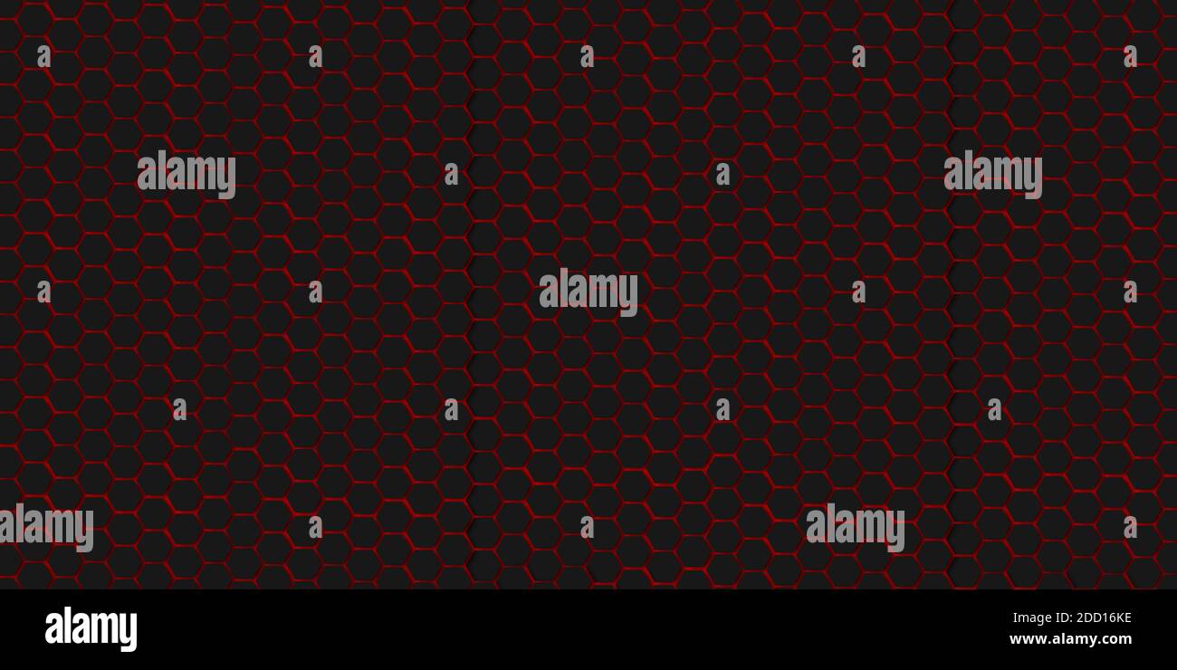 A red honeycomb pattern illustration isolated on a dark background ...