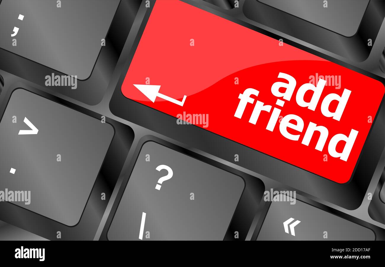 Keyboard with add friend button, social network concept Stock Photo - Alamy