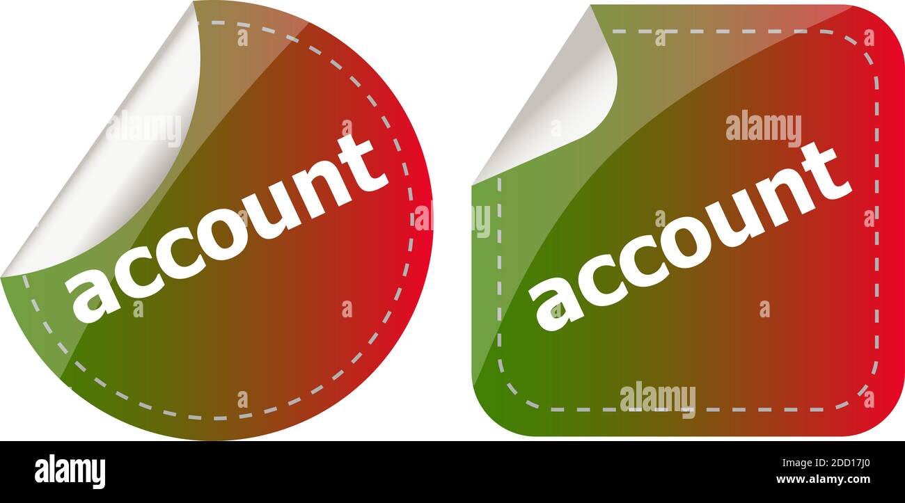 Account word, stickers set, icon button isolated on white Stock Photo ...