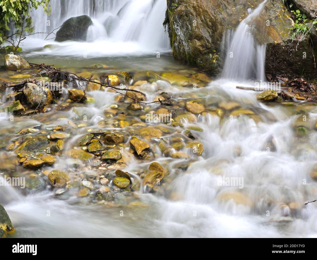 mountain clear pure waterfall long exposition, natural background Stock ...