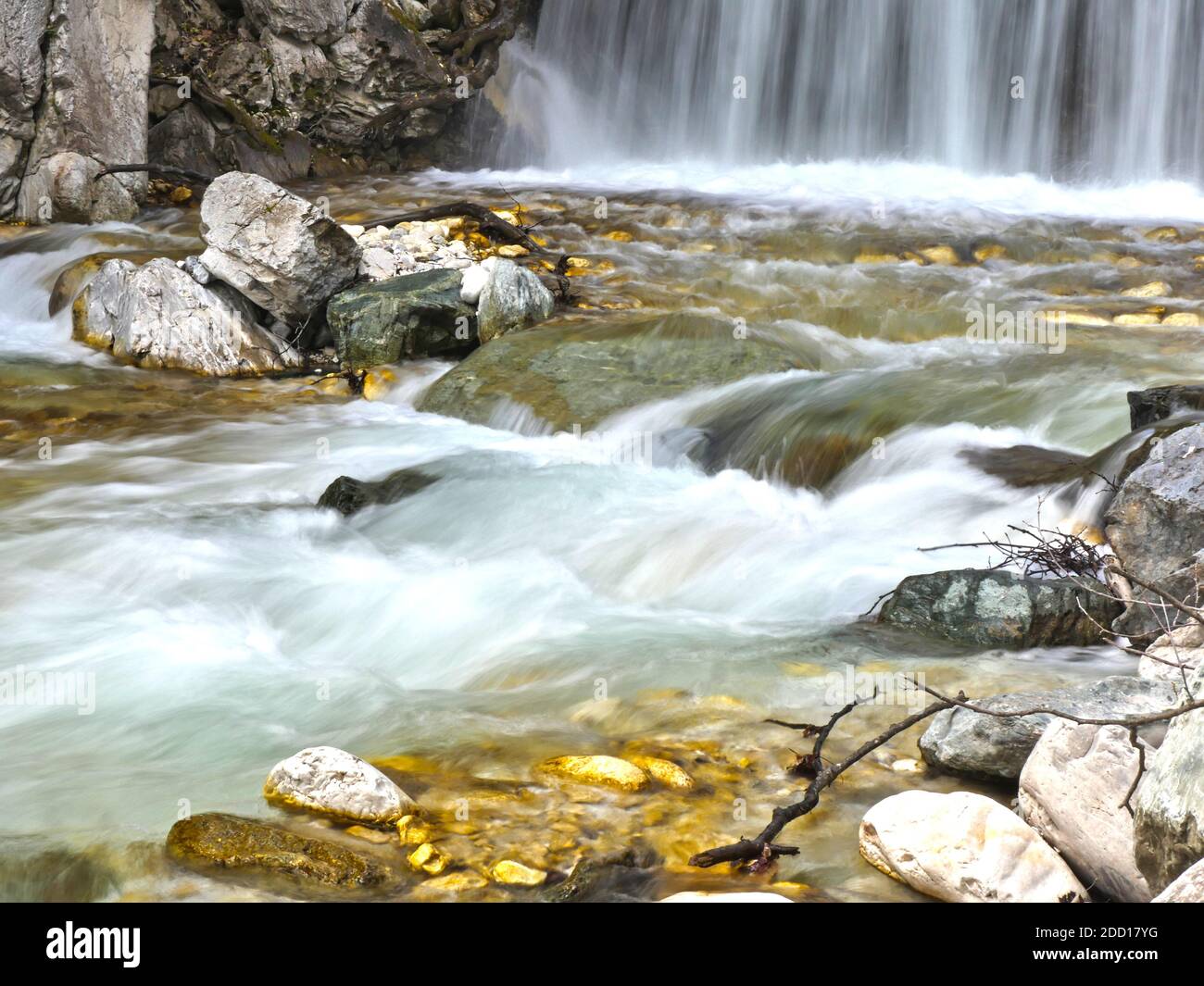 mountain clear pure waterfall long exposition, natural background Stock ...