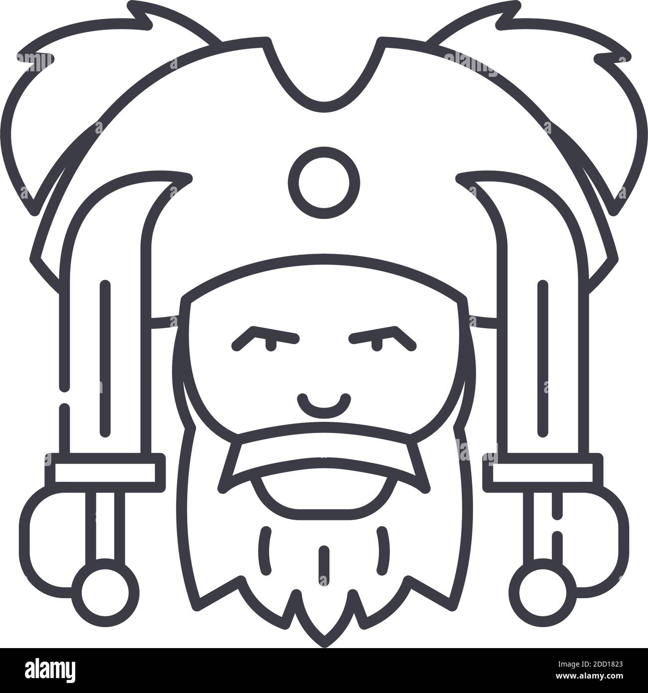 Pirate captain icon, linear isolated illustration, thin line vector ...