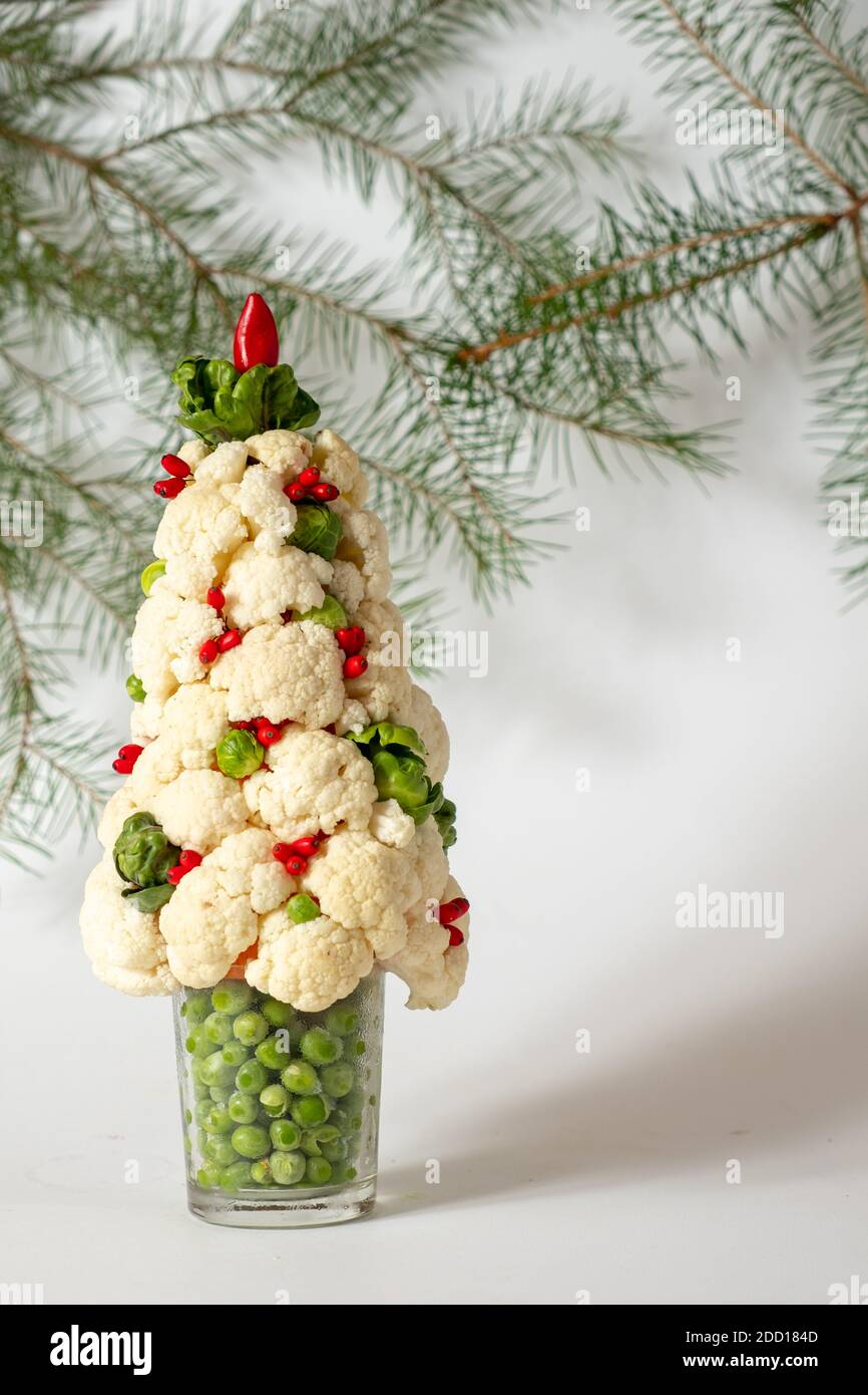 Christmas tree vegetable from cabbage on a white background Stock Photo ...