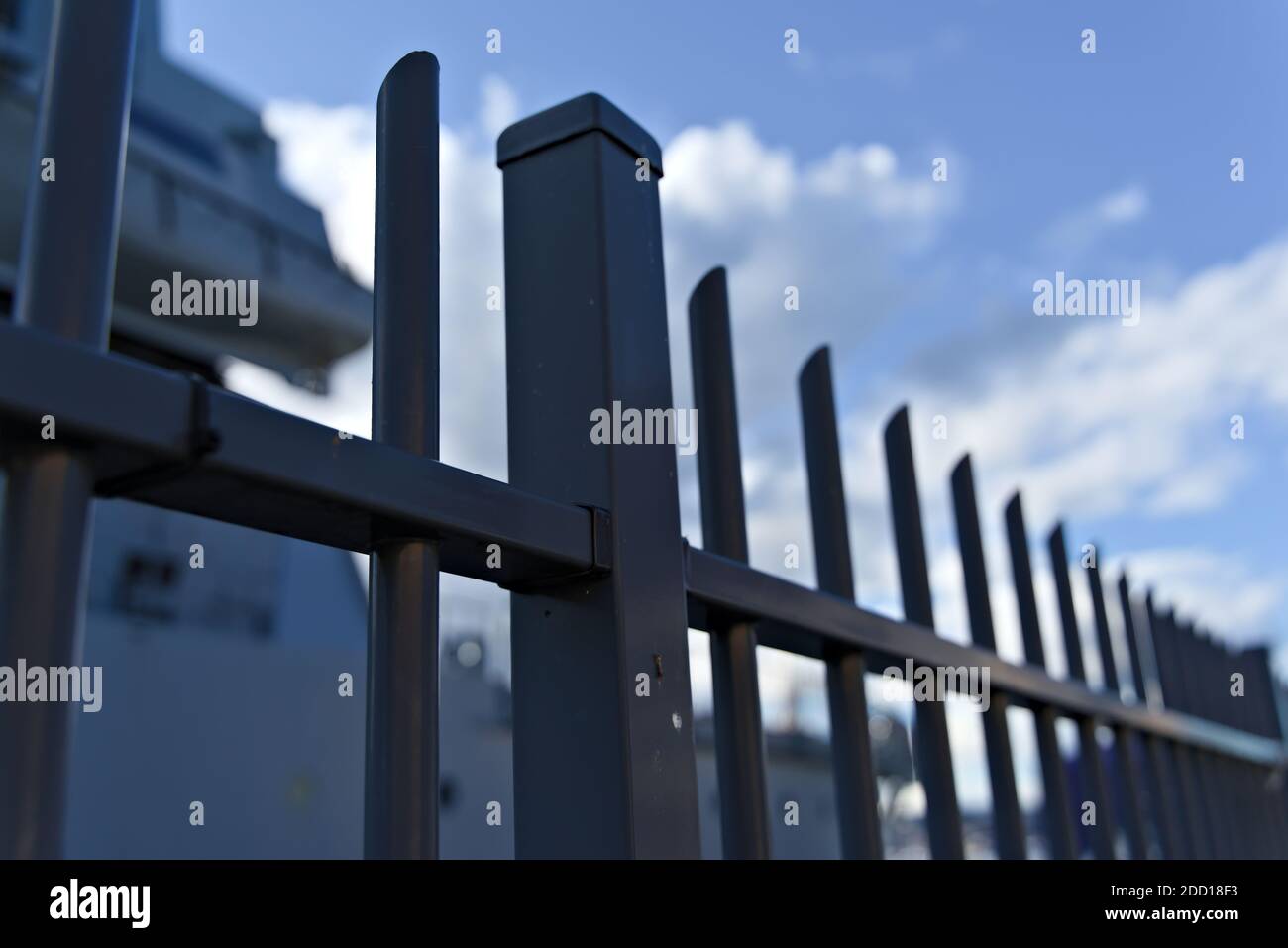 Steel security fence protecting a perimeter at the port from entry ...