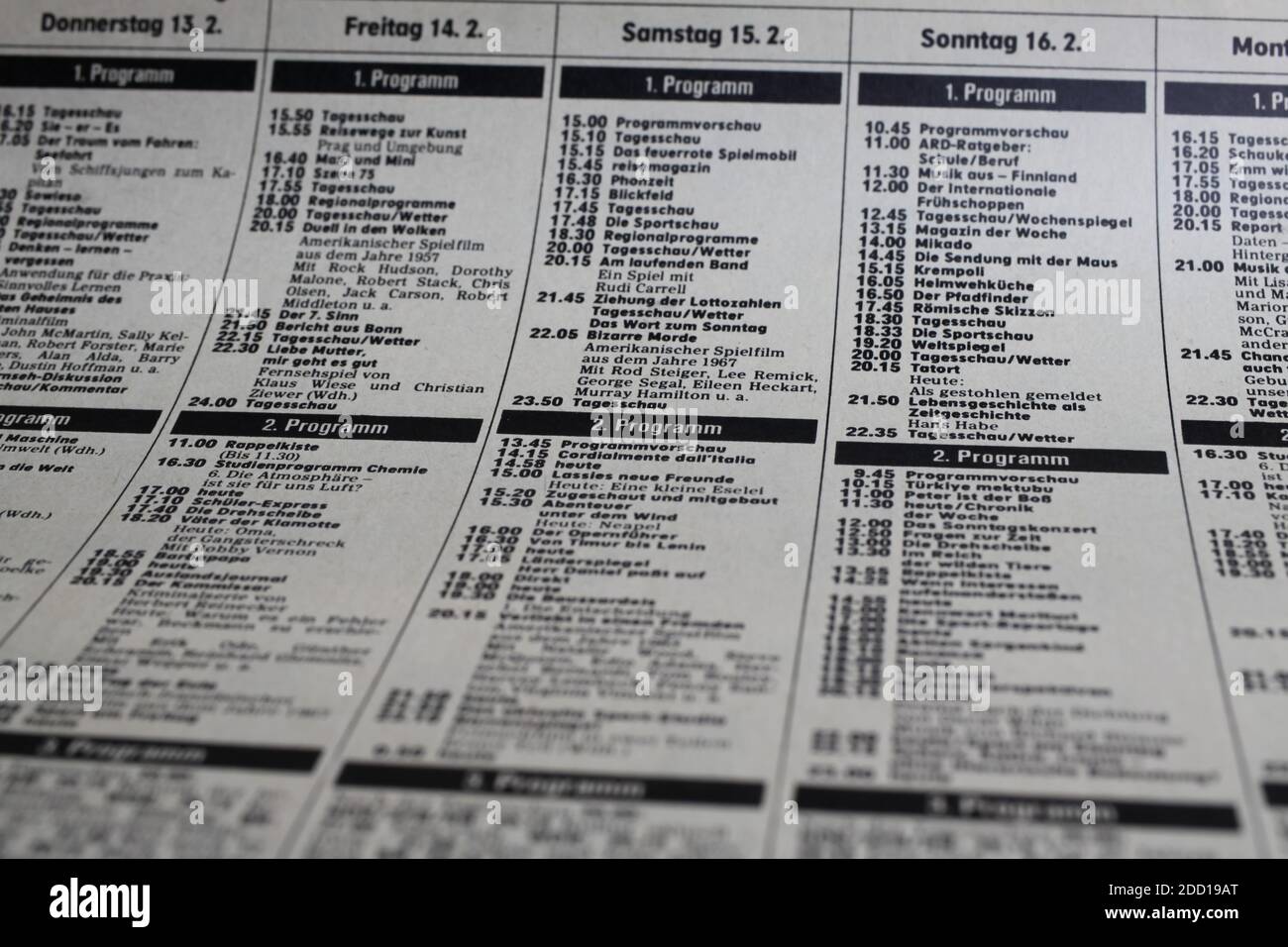 Viersen, Germany - 9. May 2020: Close up of german vintage tv prgramme ...