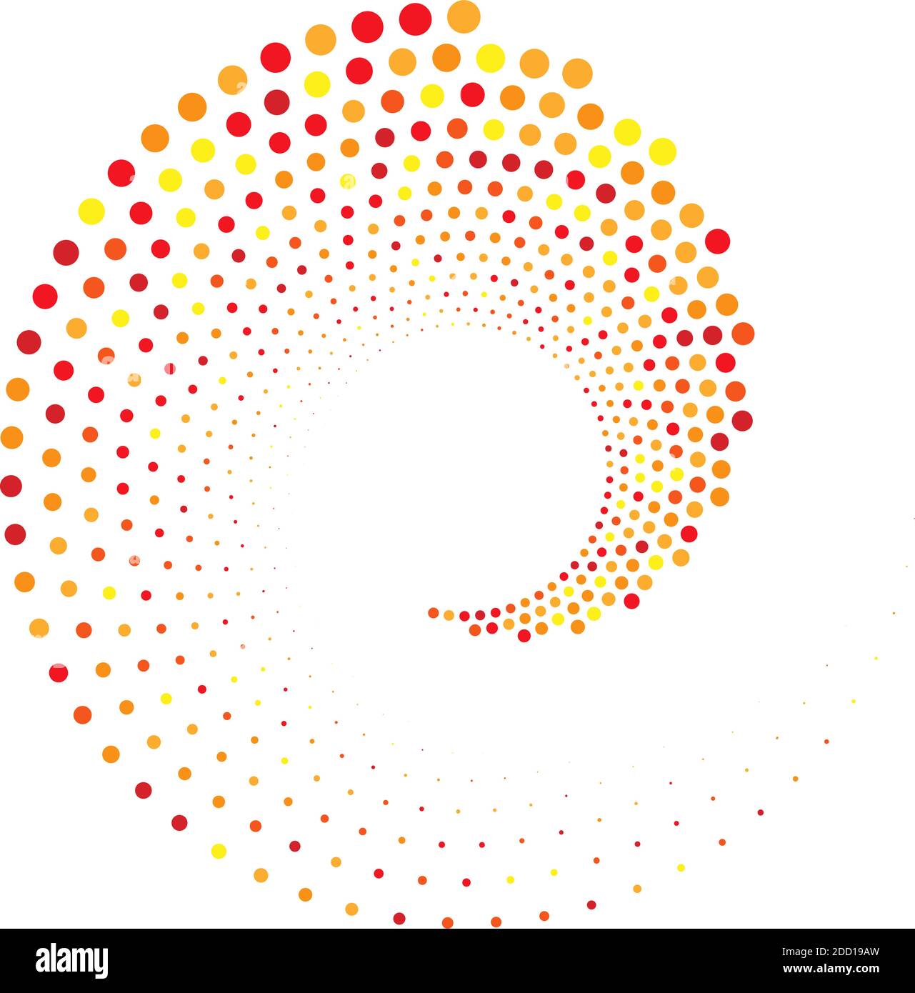 Dots, dotted circular spiral. Swirl, twirl of circles. Stippling ...