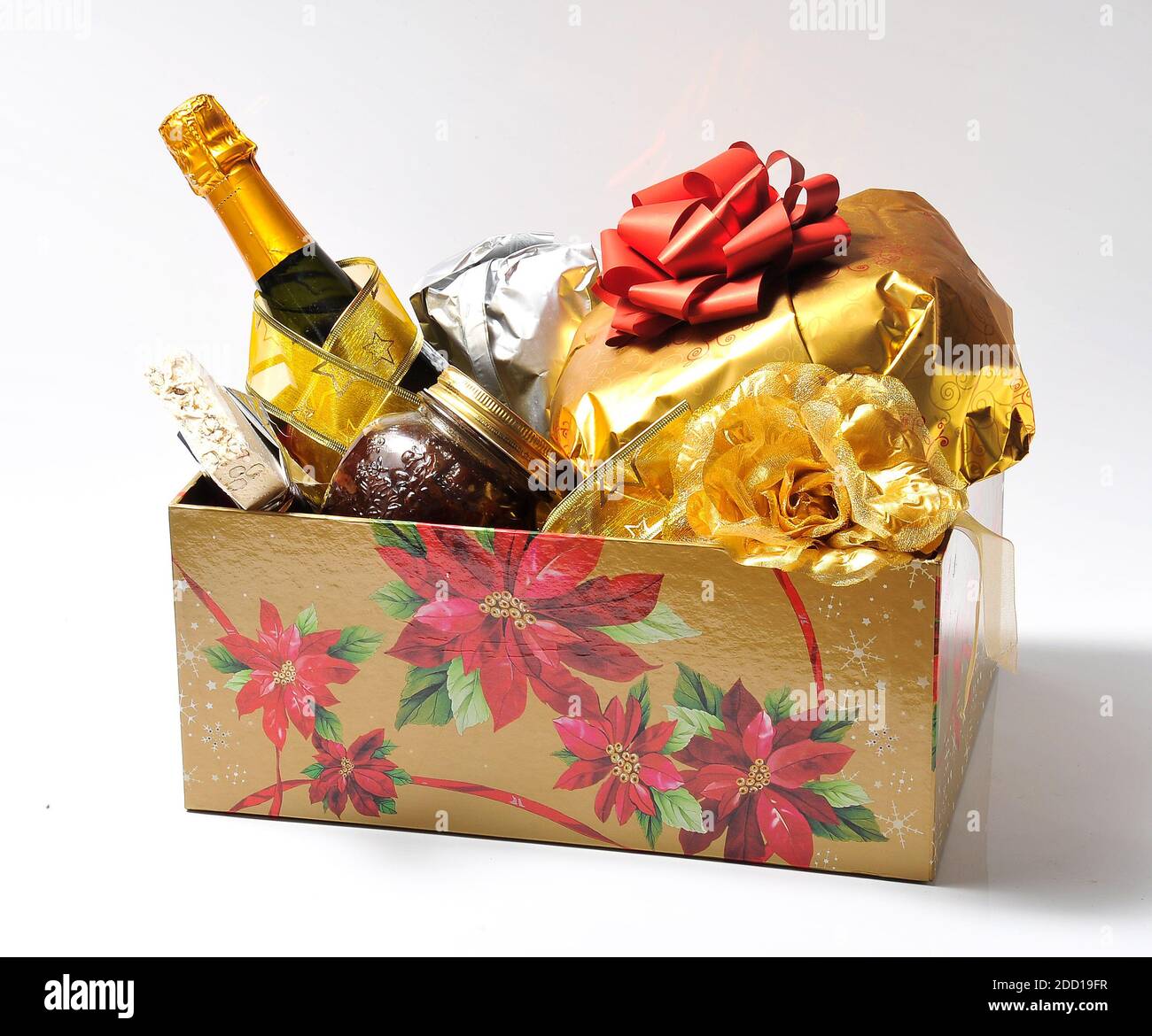 christmas box whit food isolated on white background Stock Photo - Alamy