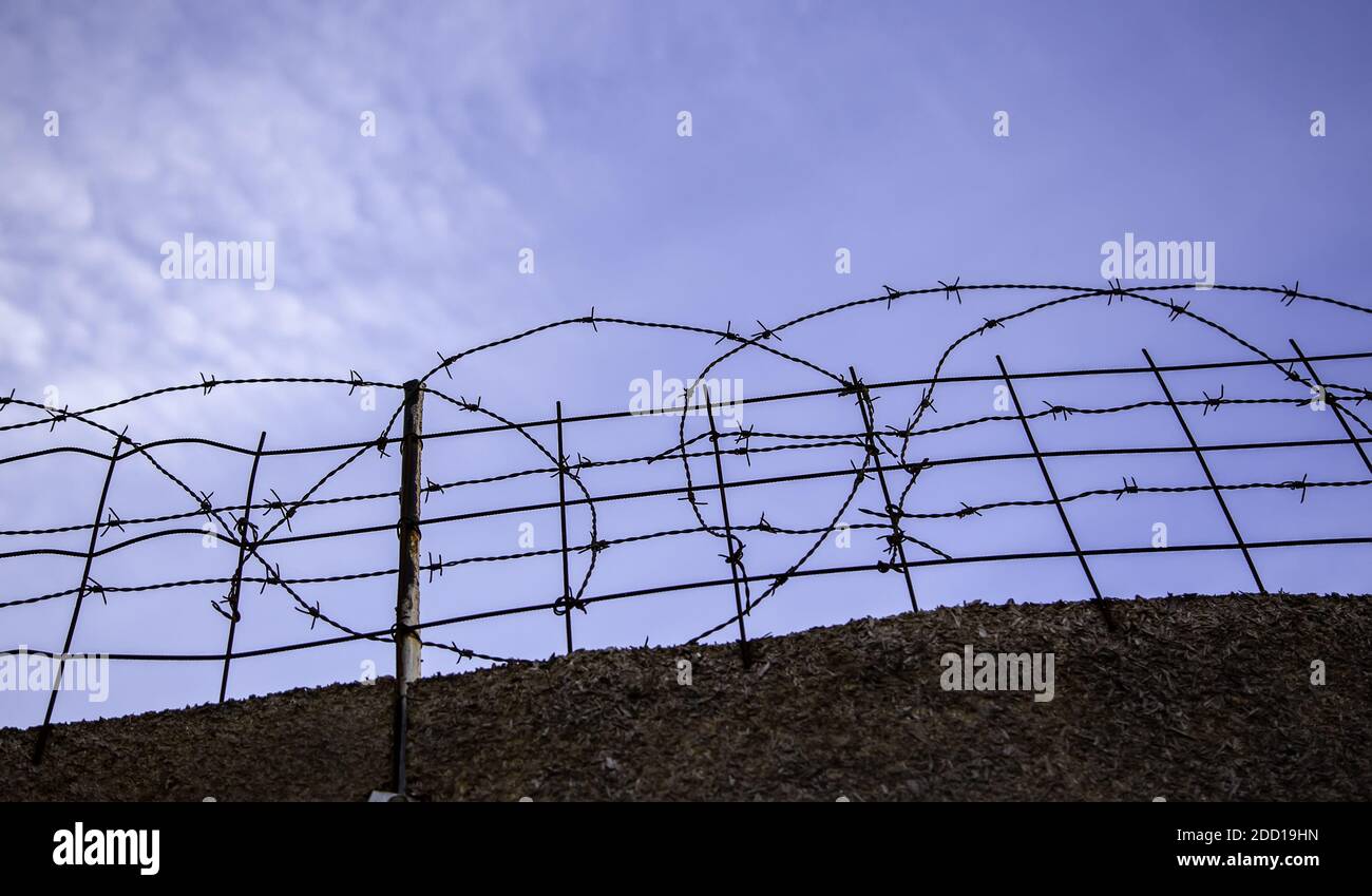 Barbed wire against immigration, human liberation, protection Stock ...